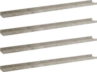 Generic vidaXL 4X Wandregal B&uuml;cherregal Wandboard Schweberegal H&auml;ngeregal Dekoregal Freischwebend Regal B&uuml;roregal Wandablage Betongrau 100x9x3cm