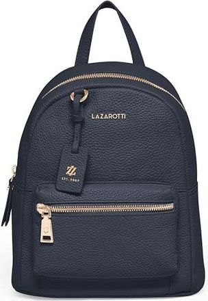 Lazarotti Bologna Sac &agrave; dos de ville pour femme en cuir v&eacute;ritable | Sac &agrave; dos avec bandouli&egrave;re r&eacute;glable en continu | Sac &agrave; dos 22 cm, bleu marine