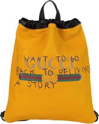 Gucci Pre-owned Sac &agrave; dos &agrave; cordon Coco Capitan avec logo - Femme - Pre-owned - Jaune - Taille: ONE Size