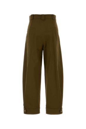 Max Mara Womens Olive Green Stretch Cotton Adorni Pant Kaki Scuro Exterior: Elastane Pantaloni Trousers