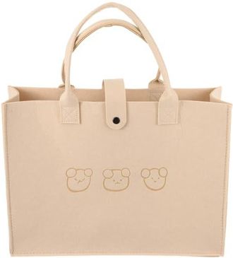 Milisten Paquet Fourre-Tout Multifonction en Feutre Grosse Capacit&eacute;, Paquet &agrave; Main Portable Motif Trois Ours, Couleur Naturelle, pour &Eacute;cole, Camping et Rangeme