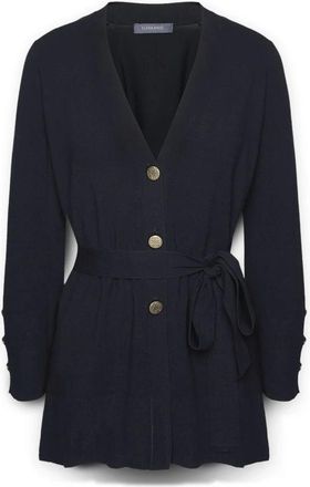 Elena Miro Femme, Pulls, Bleu, Taille: 38 FR Cardigan long avec ceinture