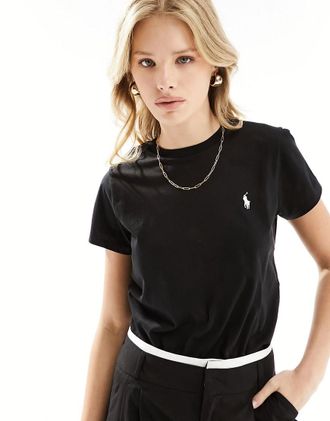 Polo Ralph Lauren T-Shirt in Schwarz mit Rundhalsausschnitt und Logo