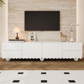 Generic Moderner wei&szlig;er TV-St&auml;nder, TV-St&auml;nder, Medientafel, Basskonsole. Einzigartiges Design. Abmessungen: 175 x 38 x 37 cm (B x T x H)