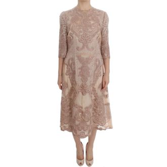 Dolce & Gabbana Elegantes rosa Spitzen besticktes Kleid - - Dresses - Damen - Rosa - XS