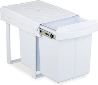 Relaxdays Poubelle encastrable pour la Cuisine, 2 bacs de 20 litres chacun, HLP : 41,3 x 34 x 51,8 cm, Blanche