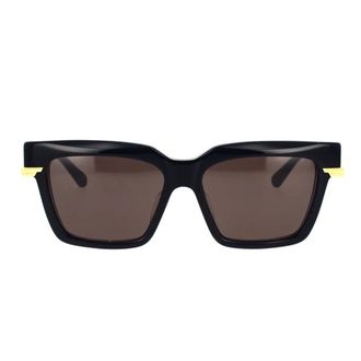 Bottega Veneta Minimalistische Damen Sonnenbrille Rechteckig Schwarz/Gold - - Accessories - Damen - Schwarzk - 53 MM