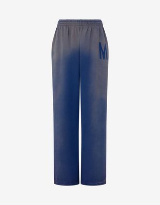 Moschino Pantalon en molleton de coton biologique imprim&eacute; - Bleu