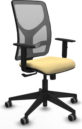 Piqueras y Crespo Stuhl mit Lendenverstellung, mit 1D-Armlehnen, ausgestattet mit 3 Positionen und Schneideschaum. Mit Rollen von 65 mm, Parkett, Grau/Cremefarben