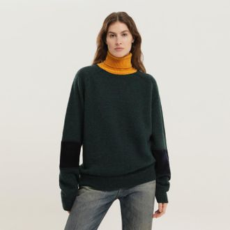 1989 STUDIO Gr&uuml;ner und gelber Rollkragenpullover