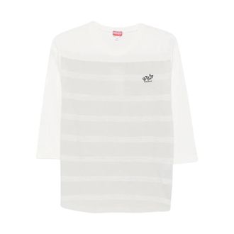 Kenzo Gestreiftes Oberteil mit Dreiviertel&auml;rmeln - - Tops - Damen - Wei&szlig; - S