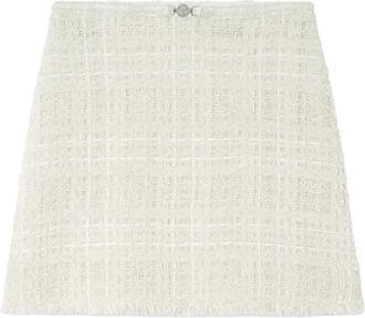 Versace Femme, Jupes, Blanc, Taille: 40 FR Mini-jupe en coton tweed