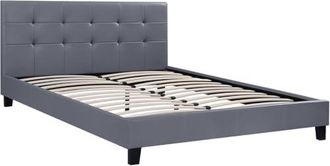 Habitat et Jardin Lit Double Julia en Simili Gris Clair 160 x 200 cm | Cadre de Lit 2 Places | Sommier et T&ecirc;te de Lit Inclus | Support &agrave; Lattes en Bois