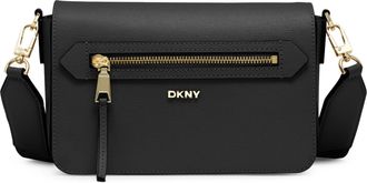 DKNY WOMENS,BRYANT AVE MD FLAP CROSSBODY, BLK/GOLD,1SZ