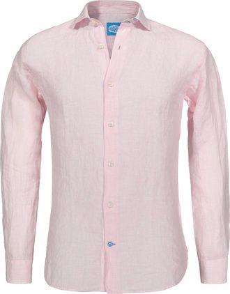 Panareha Gestreiftes Leinenhemd für Herren Phuket Rosa (XL)