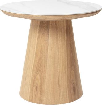 Giga Meubel Beistelltisch Alba Weiß Keramik/Natur Ø60x55cm