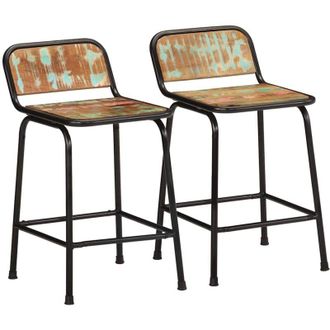 vidaXL Vidaxl - Tabourets de bar lot de 2 46x35,5x70cm bois massif r&eacute;cup&eacute;ration
