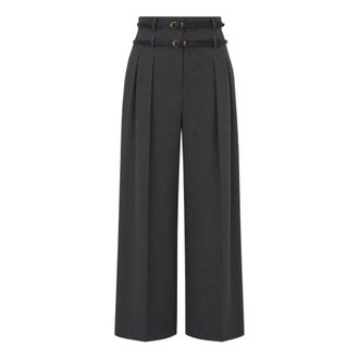 Liu Jo Pantalon &Eacute;vas&eacute; en Flanelle - Femme - Pantalons - Gris - Taille: 40 FR