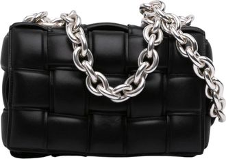 Bottega Veneta Sac bandouli&egrave;re tress&eacute; &agrave; cha&icirc;ne Pre-owned - Femme - Pre-owned - Noir - Taille: ONE Size