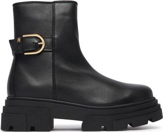 Tommy Hilfiger Stiefeletten Leather Chunky Th Buckled Boot FW0FW09549 Schwarz