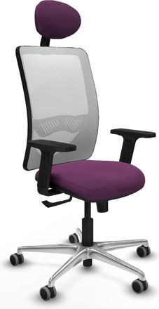 Piqueras y Crespo B&uuml;rostuhl Zulema mit 2D-Armlehnen und festem Kopfteil, ausgestattet mit Sincro 3 Positionen und Schneideschaum, mit Rollen von 65 mm, Parkett, Wei&szlig;/Vi