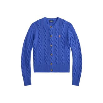 Polo Ralph Lauren Femme, Pulls, Bleu, Taille: 42 FR Cardigan en maille torsad&eacute;e
