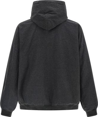 Balenciaga Trompe LOEil M&eacute;lange Cotton Hoodie - Charcoal