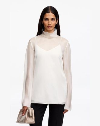Arket Bluse Aus Seidenorganza -Wei&szlig;