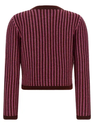 Versace Two-Tone Crochet Wool Cardigan - Pink