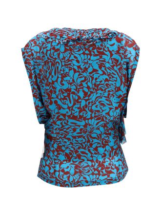 Dries Van Noten Womens Blouse Printed Cotton Turquoise Shirt