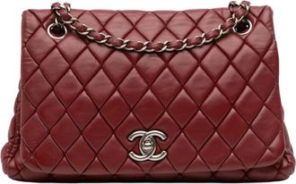 Chanel grand sac porté épaule matelassé New Bubble Flap (2011) - Rouge