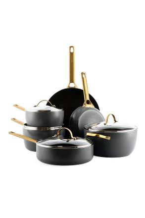GreenPan Kochtopfset Padova Reserve, Schwarz, Gold, Metall, Glas, 6-teilig, 0 L, rund, PFAS-frei, Kochen, T&ouml;pfe, Topfsets