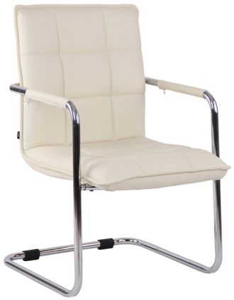 Clp Freischwinger Gandia I Besucherstuhl I Kunstleder-Bezug, Farbe:Creme, Gestell Farbe:Chrom