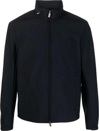 Emporio Armani Homme, Vestes, Bleu, Taille: 3XL Blouson en nylon enti&egrave;rement zipp&eacute; avec capuche escamotable
