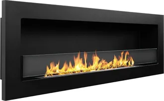 Dmora Bioethanol-Kamin Revello, Kapazit&auml;t 1,25 l, Heizfl&auml;che 30 m2, Leistung 3 kW, 120x15x40h cm Schwarz