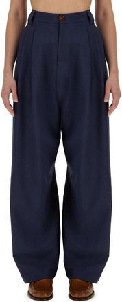 Alysi Virgin Wool Blend Trousers - Blue