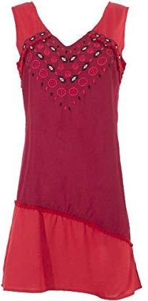 Coline Robe Courte brod&eacute;e - Couleur : Corail - Taille : M