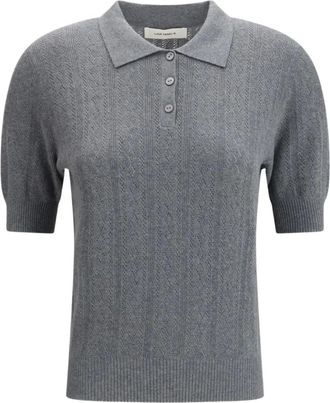 Lisa Yang puff-sleeve buttoned polo top - Grau