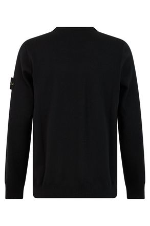 Stone Island Mens Virgin Wool Crew-Neck Sweater Black Sweatshirts