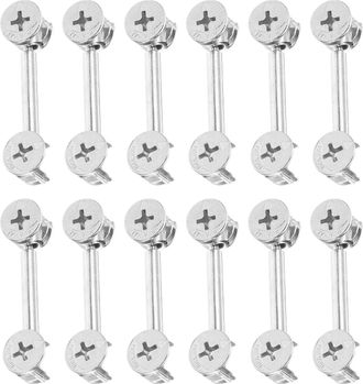 NUOBESTY 20 Satz M&ouml;bel Nocken Befestigungsset aus Metall M&ouml;belverbinder mit D&uuml;beln und Armaturen 48mm Doppelstangen Verbindung f&uuml;r Schrankaufbau und M&ouml;belplatt