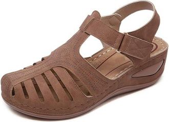 Generic Sandales orthop&eacute;diques compens&eacute;es pour femme - Soutien de la vo&ucirc;te plantaire - Antid&eacute;rapantes - Bout ferm&eacute; - Sandales de p&ecirc;cheur &agrave; talon bas - Chaussu