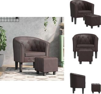 vidaXL Clubsessel mit Fu&szlig;hocker Braun Kunstleder - Moderner Sessel - Clubsessel - Lounge Chair - Polstersessel - Ledersessel