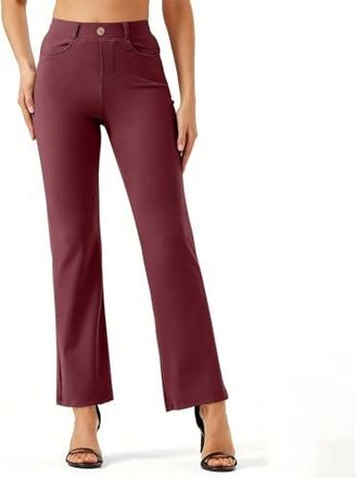 Generic Pantalon habill&eacute; pour femme - Pantalon de travail d&eacute;contract&eacute; - Taille haute - Pantalon de travail d&eacute;contract&eacute;, Rouge, XXL