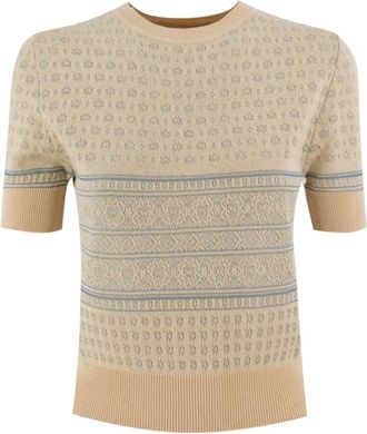 Ermanno Scervino Femme, Pulls, Multicolore, Taille: 42 FR Pull &agrave; Manches Courtes et Col Rond