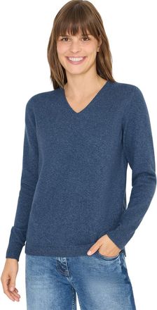 Cecil Kuscheliger V-Neck Pullover Cotton Blue Melange XL
