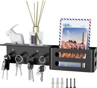 Generico Schl&uuml;sselbrett mit 4 Haken Moderne Dekoration | Schl&uuml;sselanh&auml;nger Metall Wand | F&uuml;r Post Eingang Dekoration Haus Wohnzimmer Wohnung Flur Hauptt&uuml;r