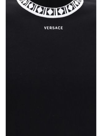 Versace Mens Knit T-Shirt Black Cotton Knitwear Sweater