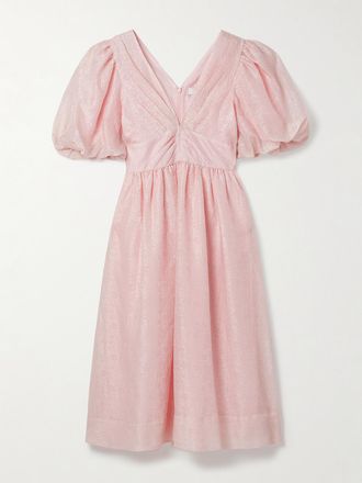 Sea New York Florence Midikleid Aus Cloqué Mit Raffungen - Pink