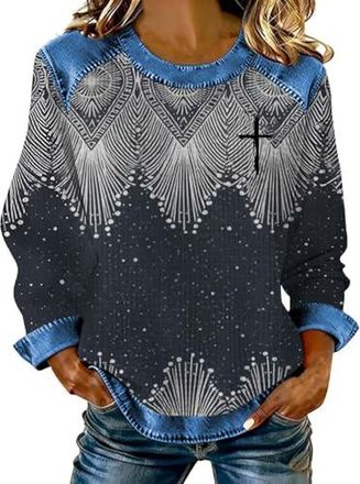 Generic Sweat-shirt ray&eacute; aux couleurs contrast&eacute;es pour femmes, pull d&eacute;contract&eacute; &agrave; manches longues et col rond, tunique confortable &agrave; manches longues, sweatshi