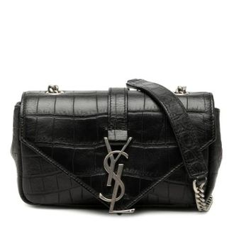 Saint Laurent Sac bandouli&egrave;re en cuir gaufr&eacute; pr&eacute;-aim&eacute; - Femme - Pre-owned - Noir - Taille: ONE Size